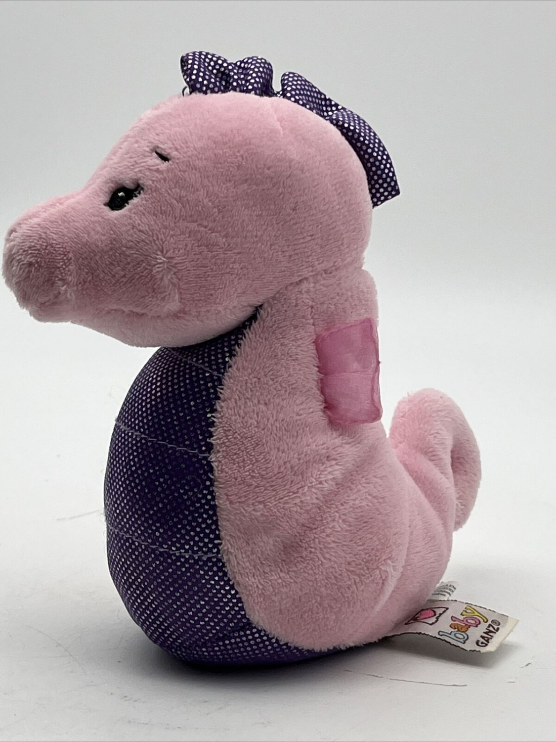 BABY GANZ PINK SEA HORSE WAVE BABIES PLUSH STUFFED RATTLE PINK PURPLE ...