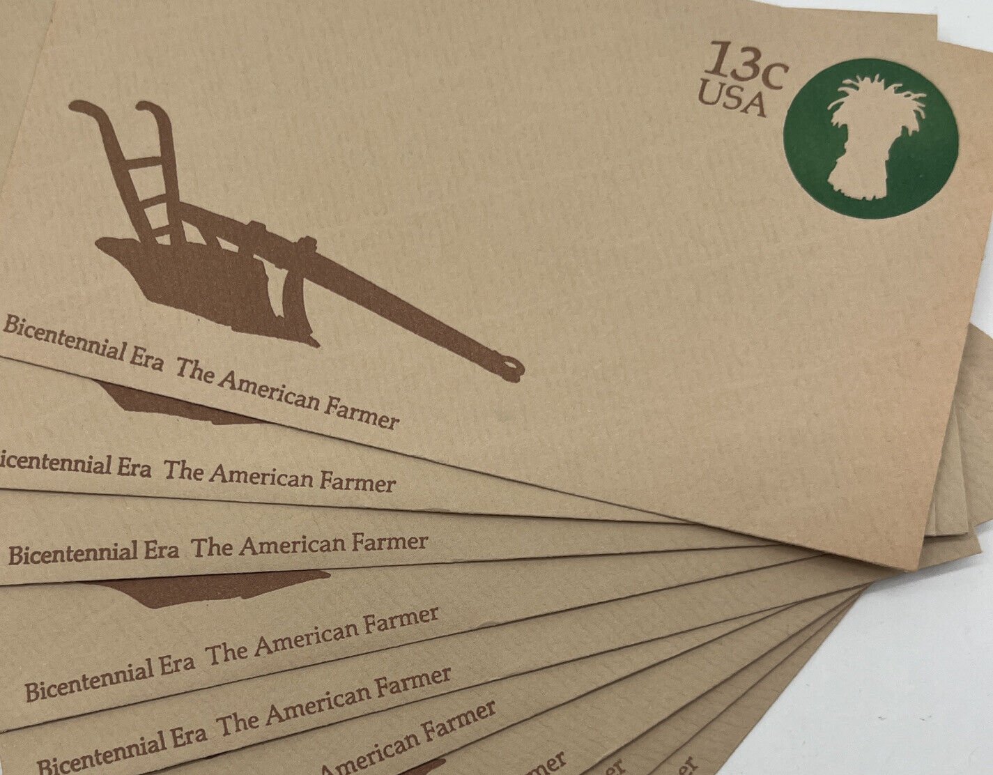LOT Of 8 Bicentennial Era The American Farmer 13 Cent PRE-STAMPED Envelopes