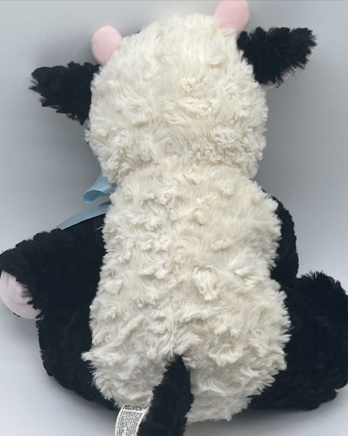 Kelly Toy Cow Plush Stuffed Animal 11” Sitting black white soft Blue ...