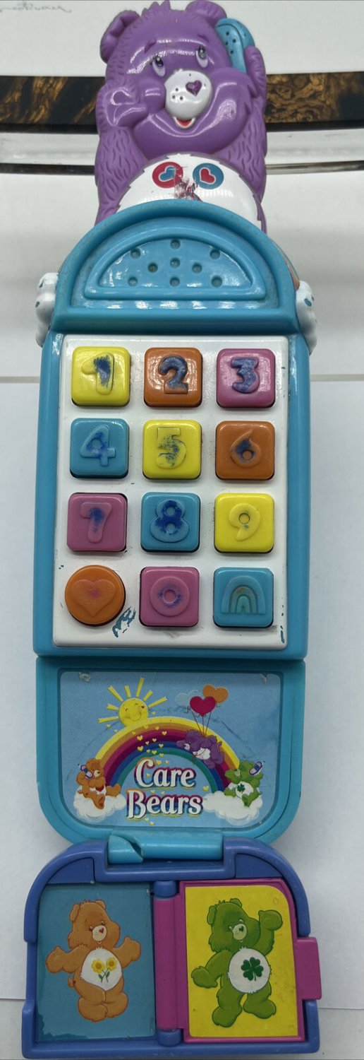 Care Bears Share Bear Talking Telephone Flip phone cell sounds baby ...
