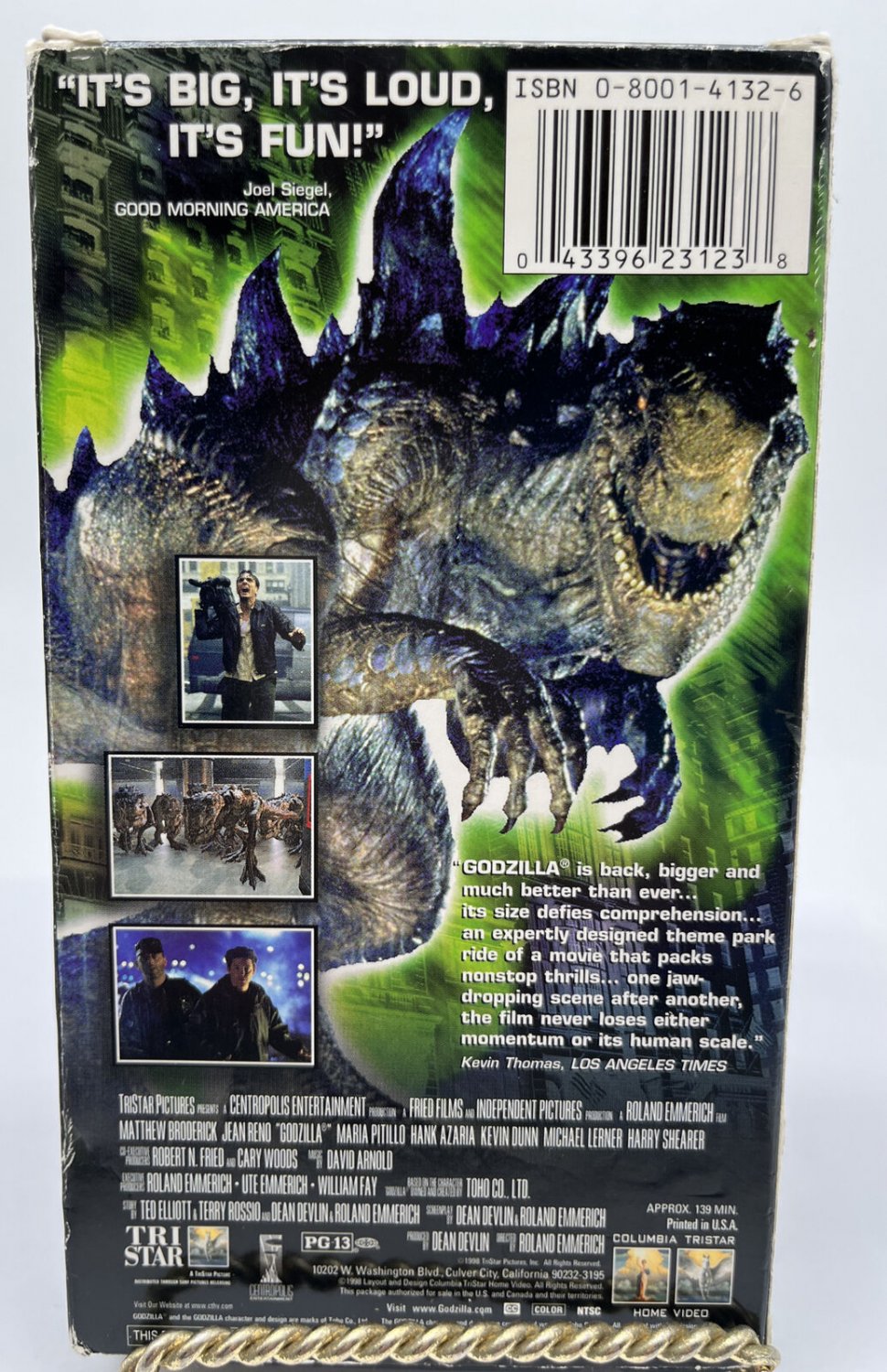 Godzilla (VHS, 1998) Embossed Cover Art, Matthew Broderick, Jean Reno