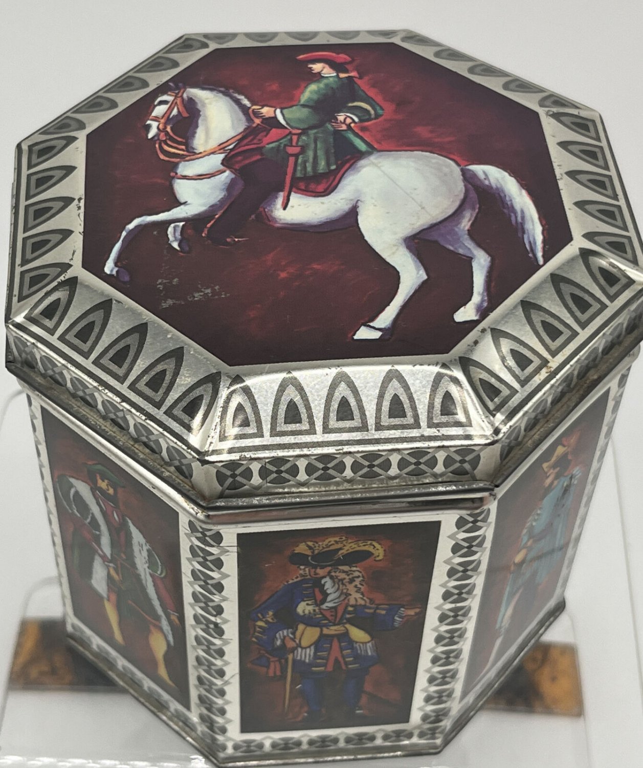 Vintage Octagon Tin Can Container Made In West Germany 8 Sided SCARCE