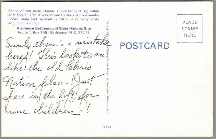 USPS Alamance Historic Site Allen House North Carolina VTG 1960's Postcard