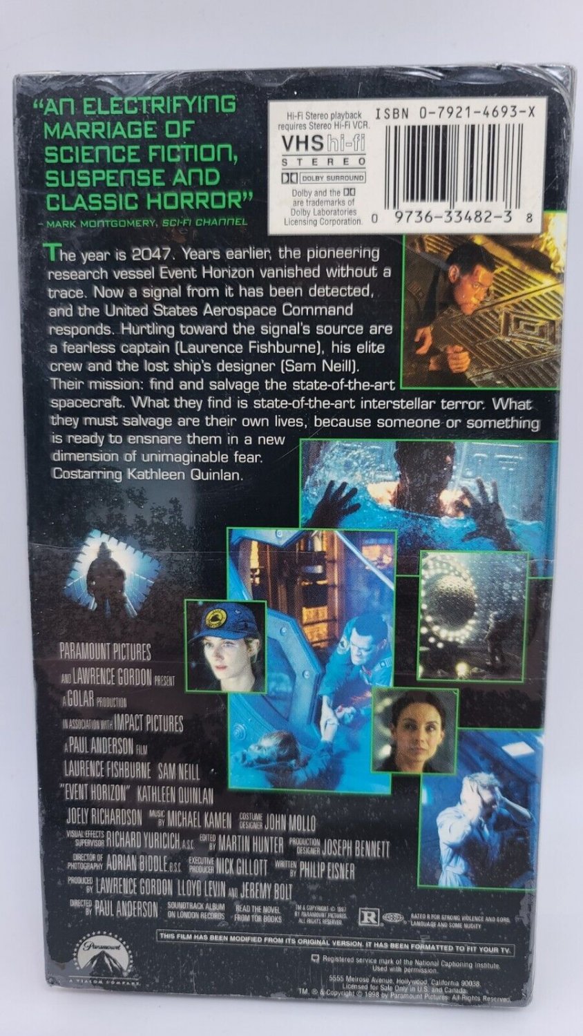NEW Event Horizon VHS 1998 Sealed W/ Water Stamp Mark