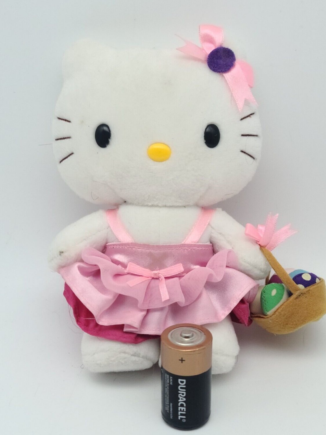 Hello Kitty Nakajima Sanrio Plush Cat Pink Satin Easter Basket 7 ...