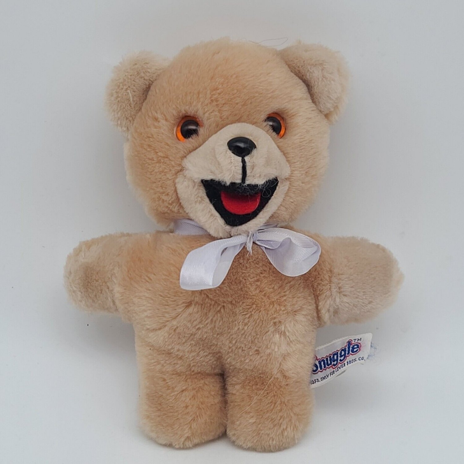 Snuggle by Russ Berrie & Co White Teddy Bear Plush Stuffed Bear 5” Vintage