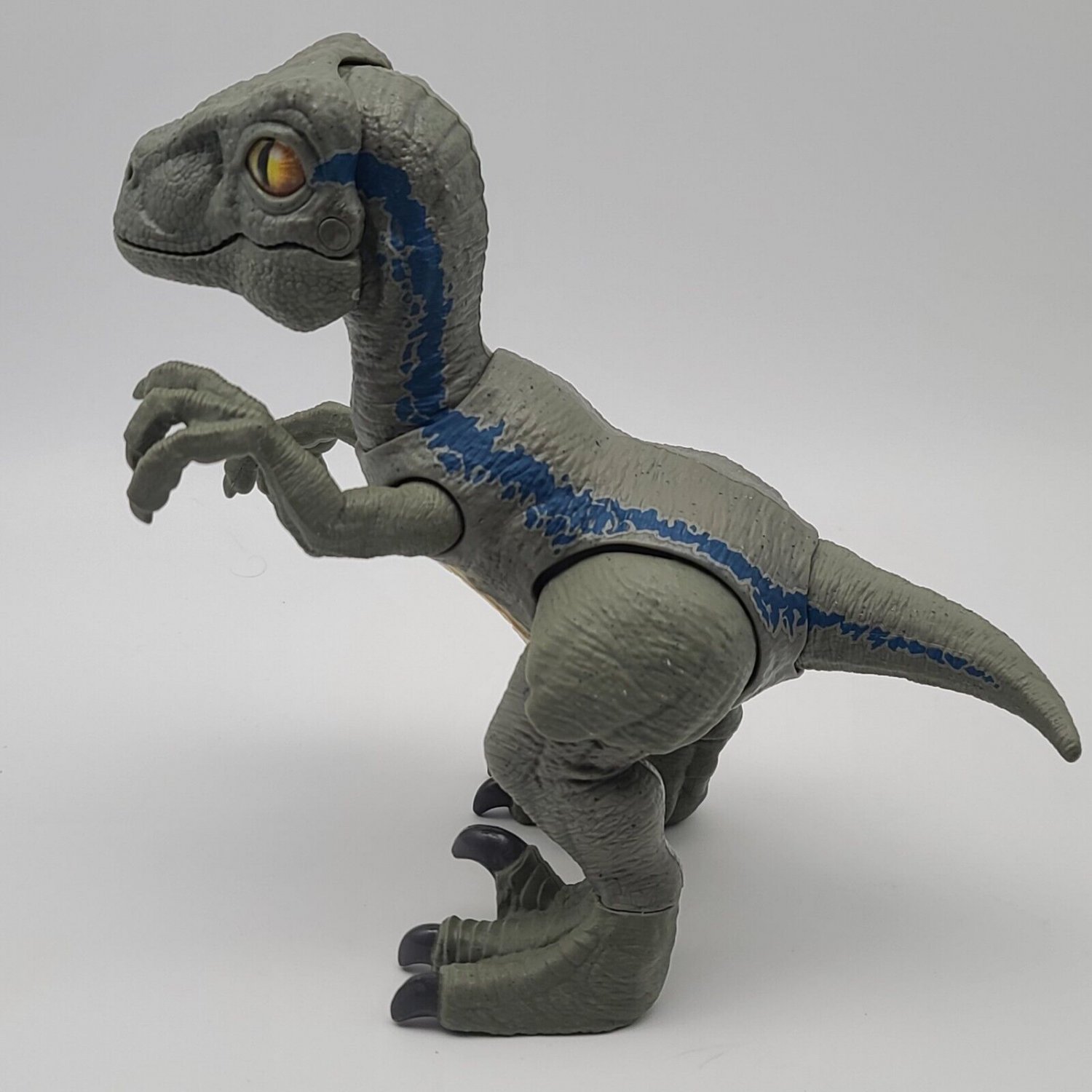Mattel Jurassic World Dino Rivals Primal Pal Raptor Blue Action Sounds ...
