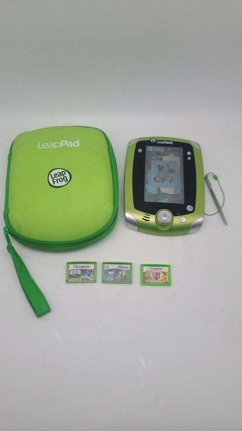 LeapFrog LeapPad2 Explorer Green Tablet W/ Stylus Case & 3 Games ...