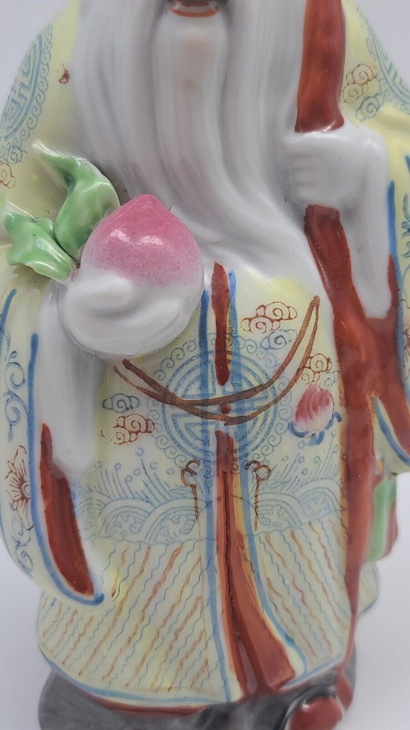 Vintage Chinese Shou Xing Figurine Porcelain God Of Longevity 8"