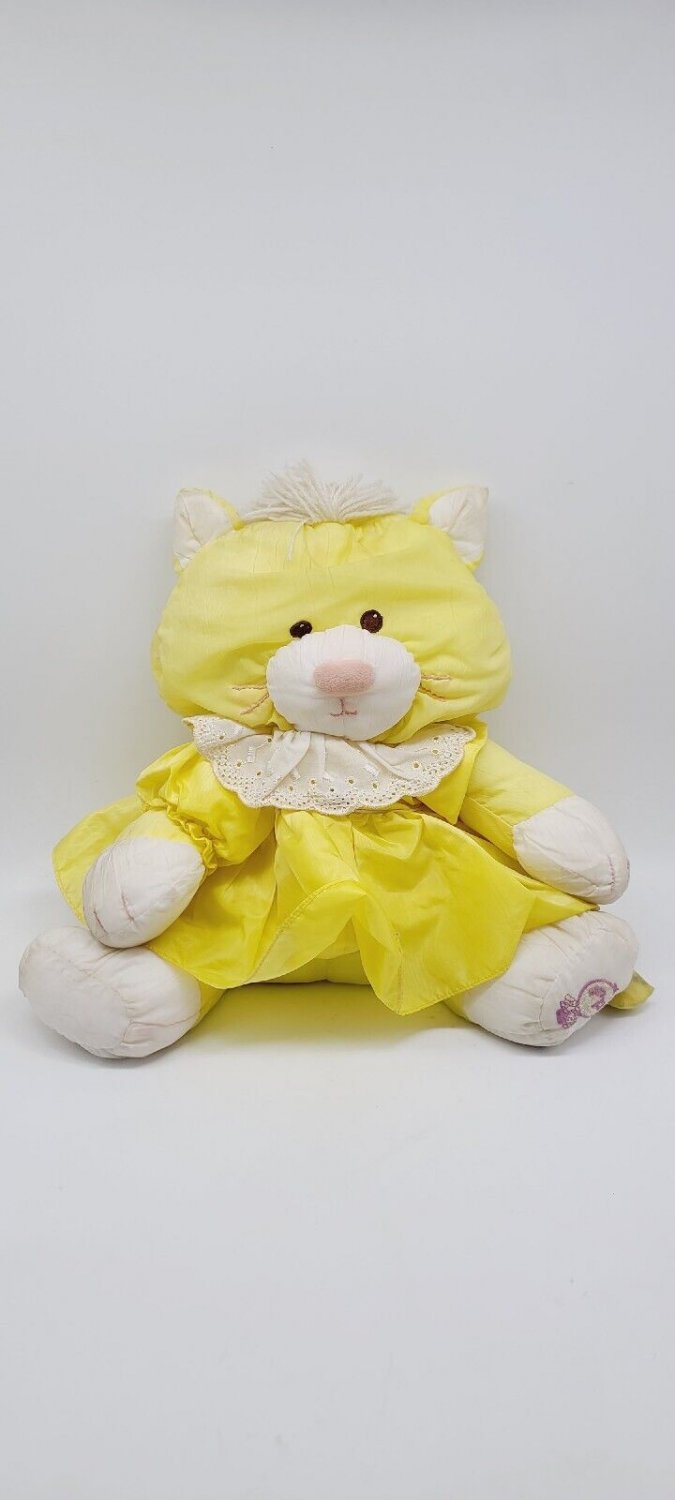 Vtg 1986 Fisher Price Puffalump Yellow Kitten Cat 17” w/ DRESS 8002 ...