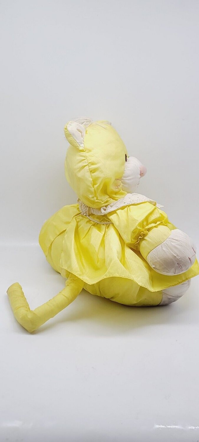 Vtg 1986 Fisher Price Puffalump Yellow Kitten Cat 17” w/ DRESS 8002 ...