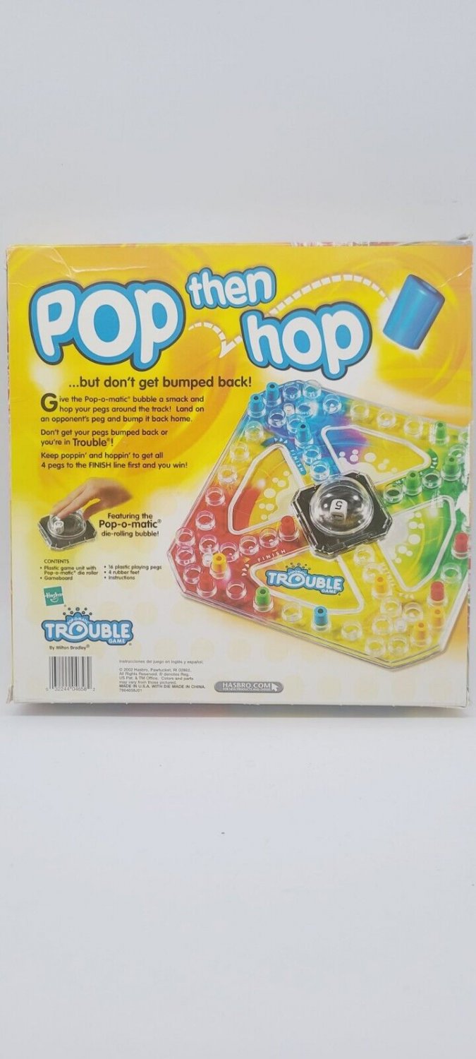 Pop-O-Matic Trouble Board Game Milton Bradley 2002 Hasbro Made in USA