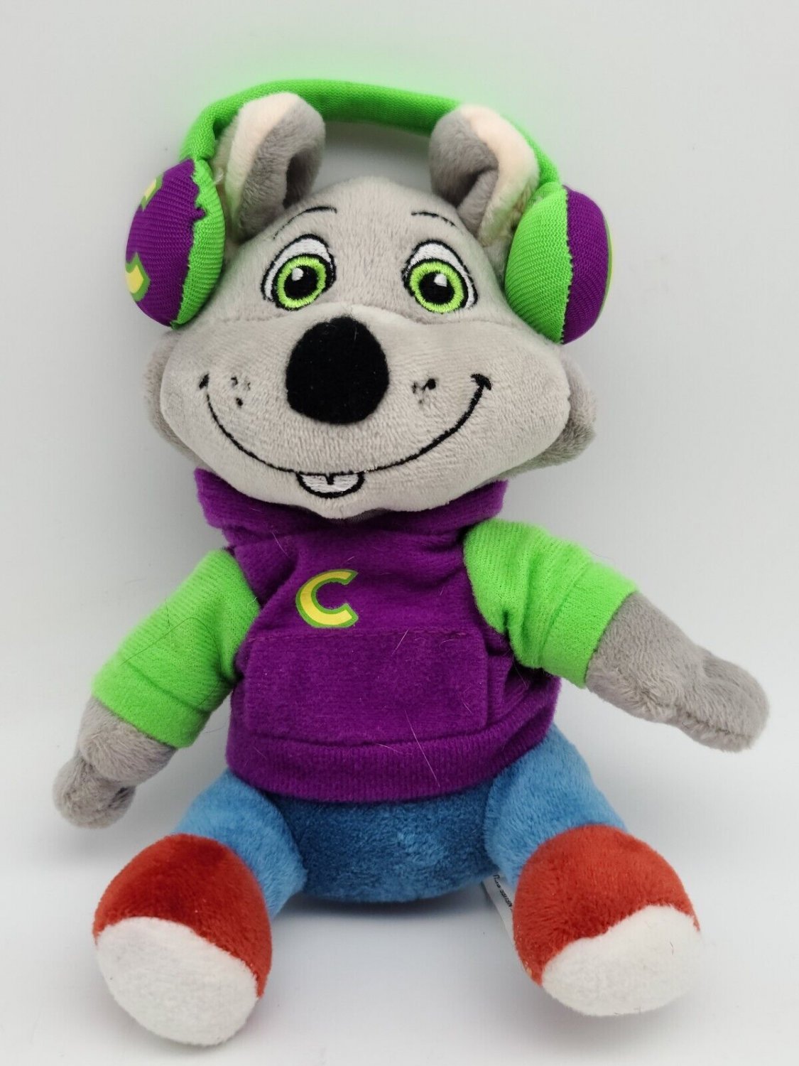 2018 Chuck E Cheeses DJ Plush Doll Mouse Stuffed Animal 7" w/Headphones ...