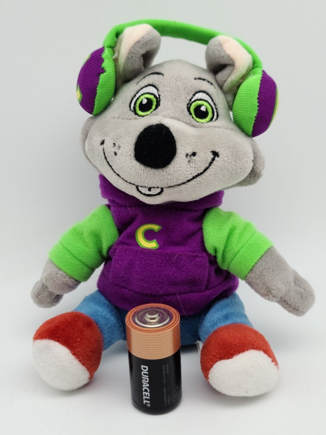 2018 Chuck E Cheeses DJ Plush Doll Mouse Stuffed Animal 7" w/Headphones ...