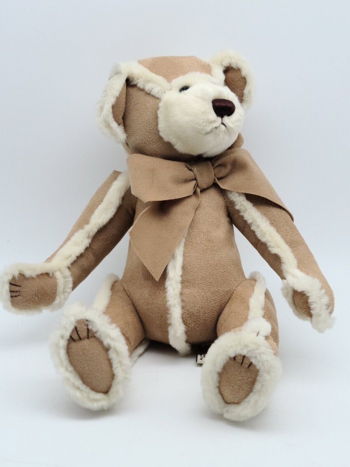 Bath & Body Works Teddy Bear Gingerbread Brown White Faux Suede