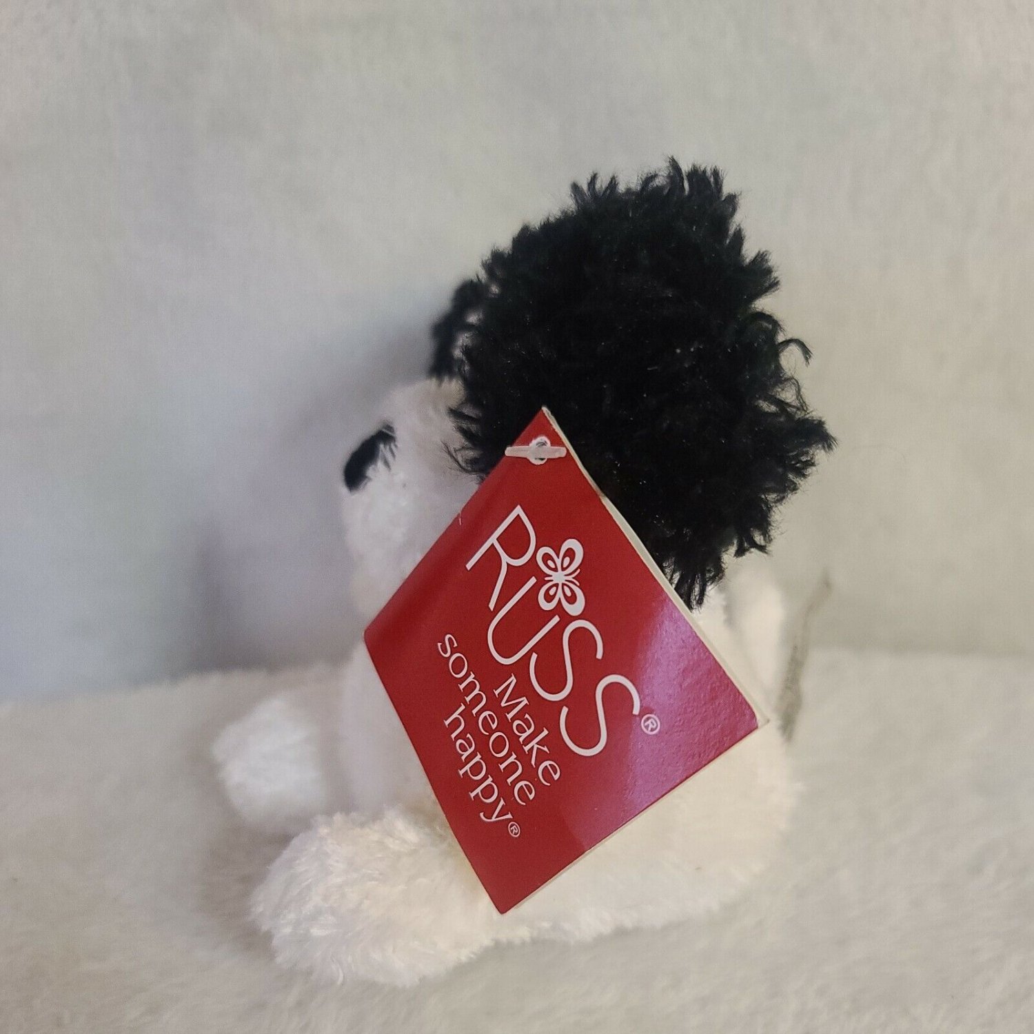 4” Mini Russ Luvvies LISA Black White Puppy Dog Stuffed Animal Beanie ...
