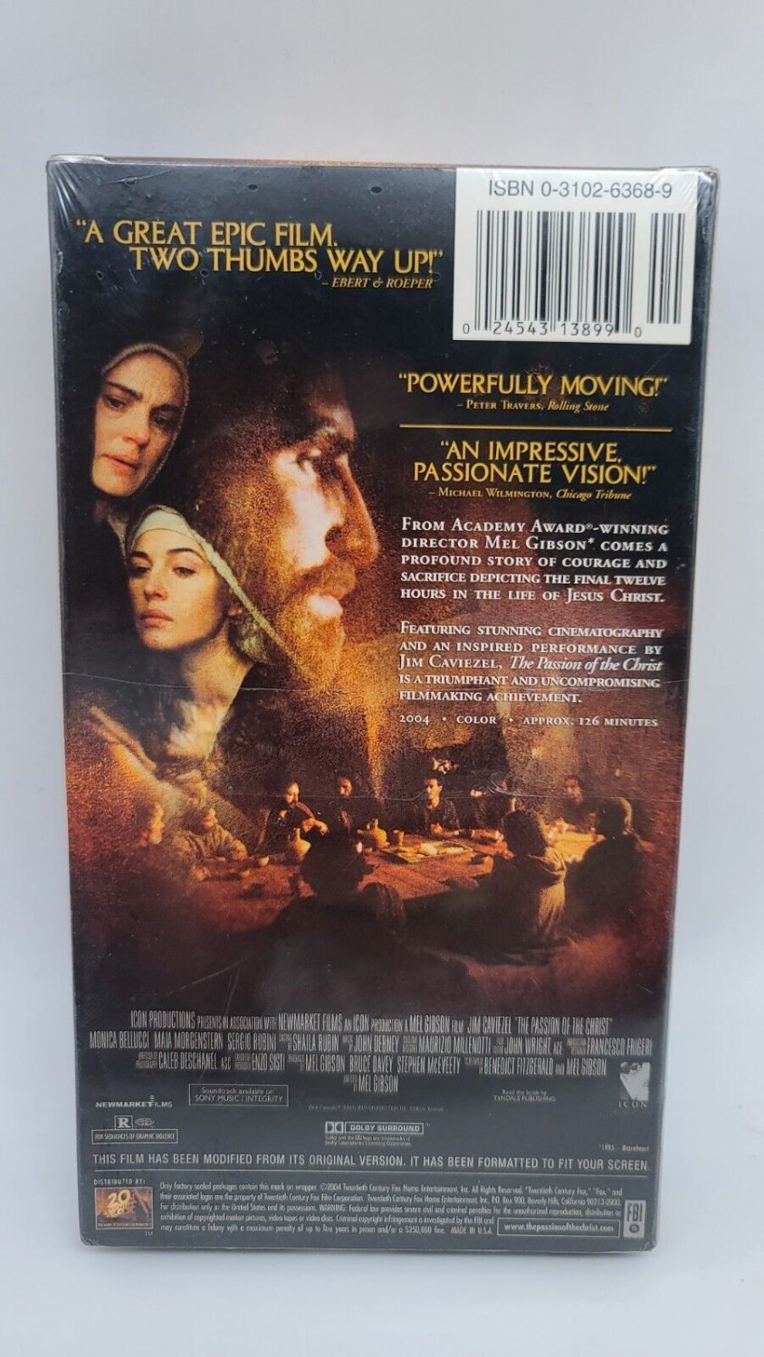 The Passion of the Christ VHS 2004 Mel Gibson NEW SEALED With Watermark