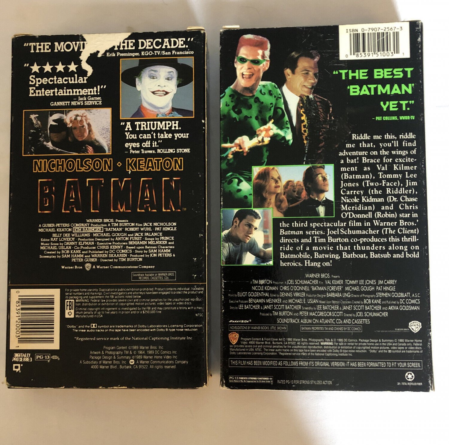 Batman VHS Tapes Lot Of 2 Batman and Batman Forever 80s 90s Movie Action