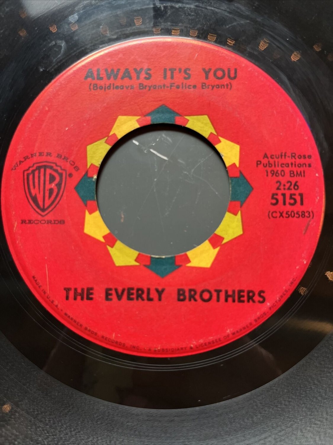 THE EVERLY BROTHERS-CATHY’S CLOWN/Always It's You-Warner 45 7” VG+