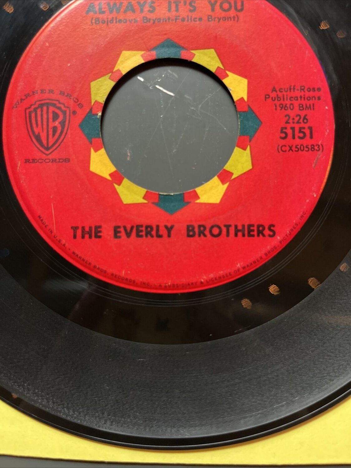 THE EVERLY BROTHERS-CATHY’S CLOWN/Always It's You-Warner 45 7” VG+