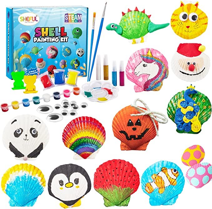Shell Painting Kit Crafts for Kids Ages 4-8 Craft Supplies Arts