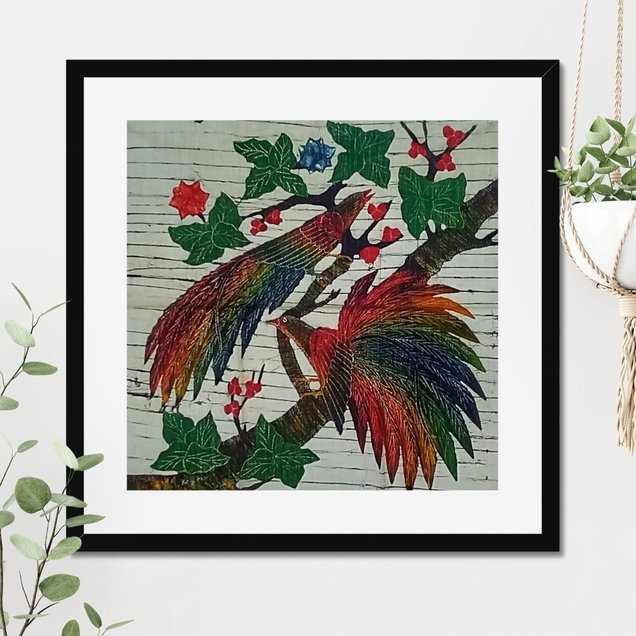 Birds of Paradise - Javanese Batik Wall Art - Home Decor / Wall Hanging ...