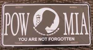 POW / MIA Metal License Plate / Tag Plate