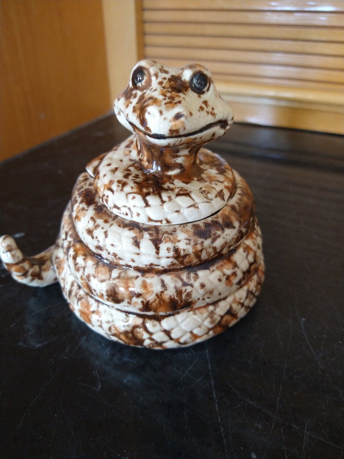 Handcrafted Snake Trinket Box Brown Speckled Hand Painted
