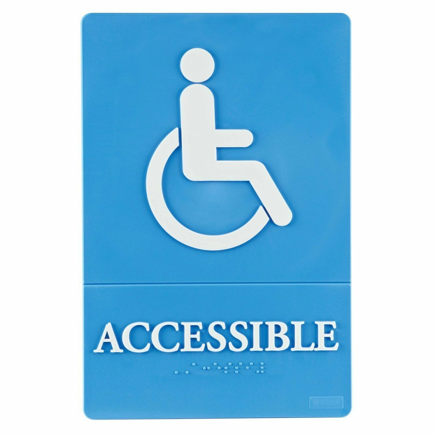 Quartet ADA Wheelchair Accessible Sign, 6" x 9", Blue, Each (CLQRT01409)