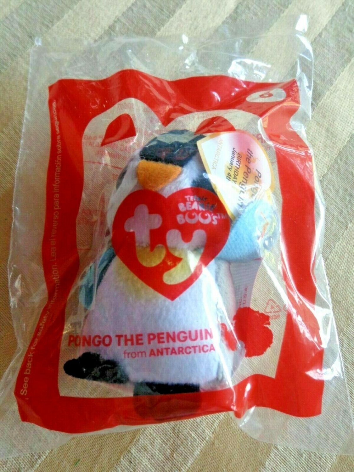 2021 McDONALD HAPPY MEAL TY TEENIE BEANIE BOOS PONGO THE PENGUIN TOY #5-MIB
