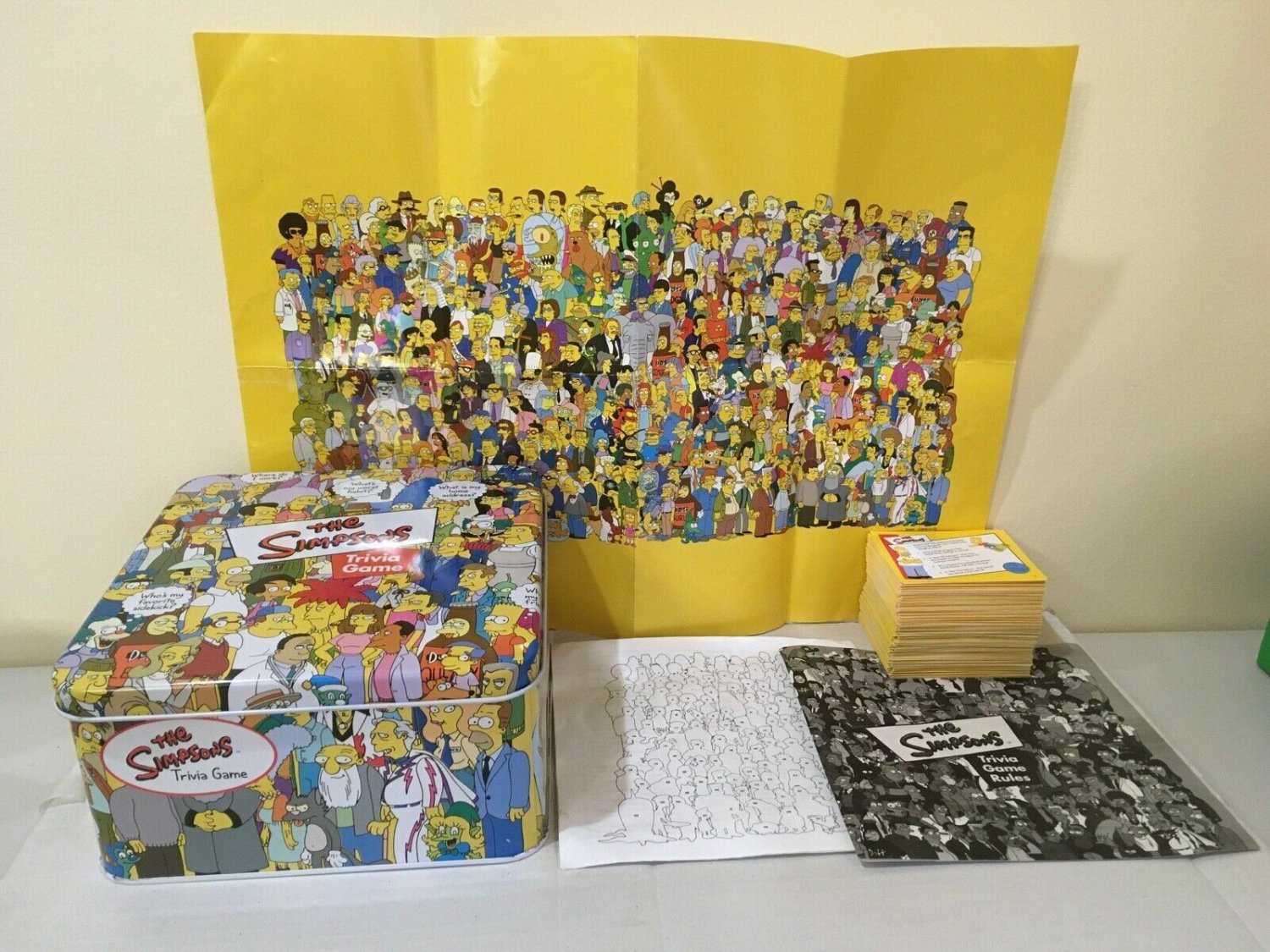 The Simpsons Trivia Game Card Game Collectible Tin & Poster 2000 Cardinal