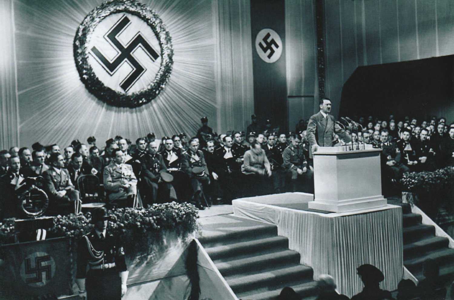 German WW2 Photo == Adolf Hitler Giving Speech