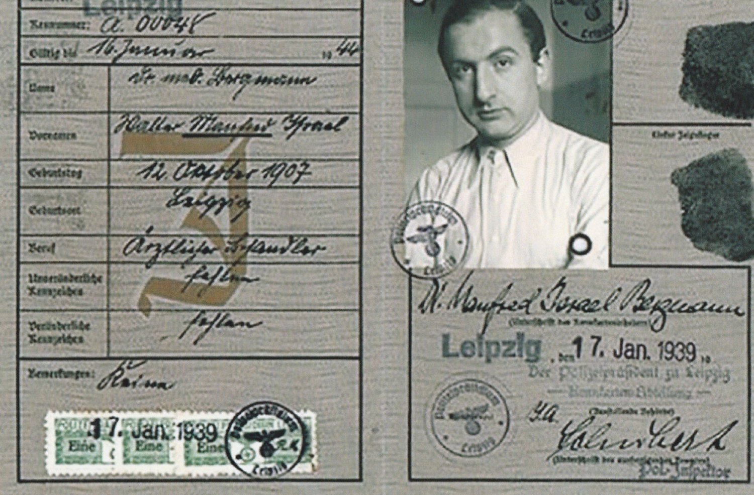 German WW2 Photo -- Jewish Identification Card