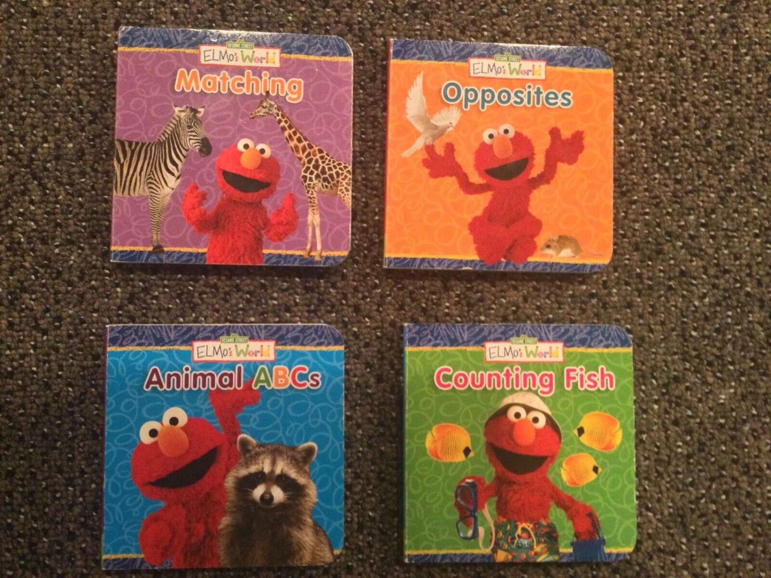Elmo’s World Small Board Books, Set of 4, All in Excellent Condition