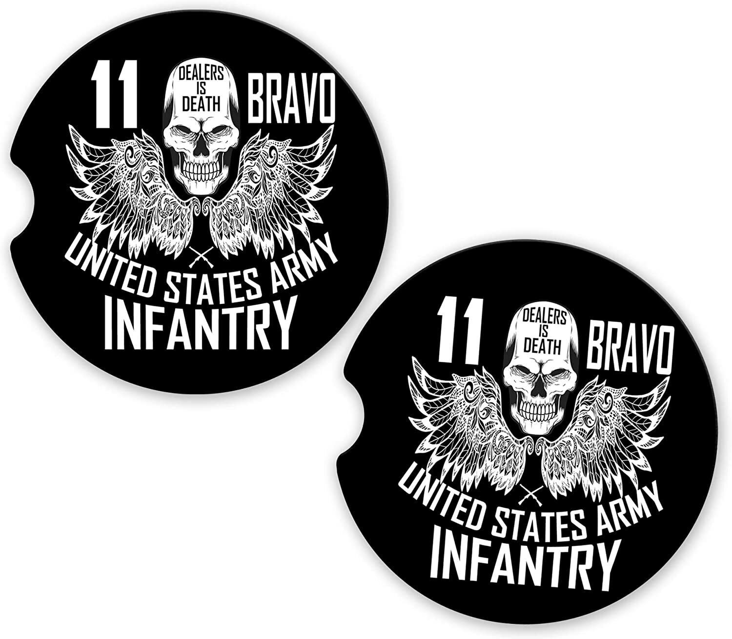 US Army Military Infantry 11th Bravo #1 Set of 2 Coasters Car Cup Holder