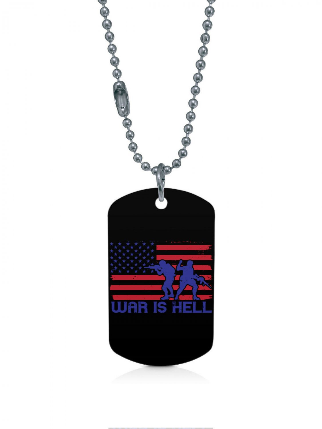 US Army War Is Hell Dogtag Pendant Necklace Keychain