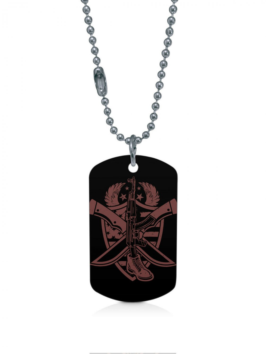 US Army Boots And Rifle Dogtag Pendant Necklace Keychain