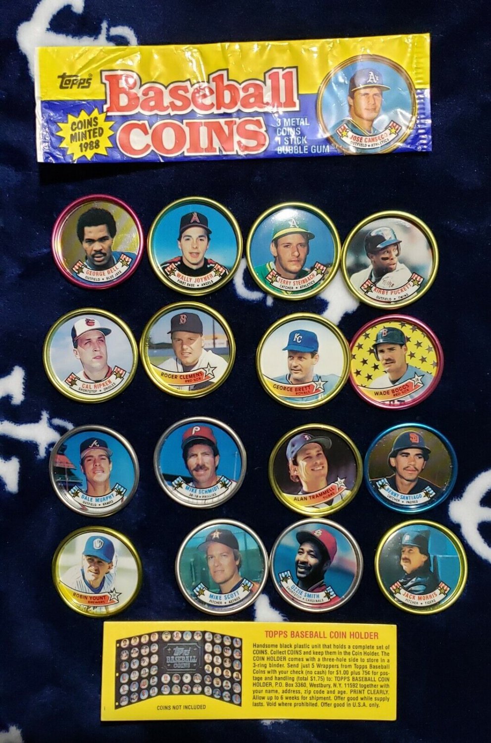LOT OF 12 TOPPS 1988 TRADING COINS WITH 9 HALL OF FAME MEMBERS