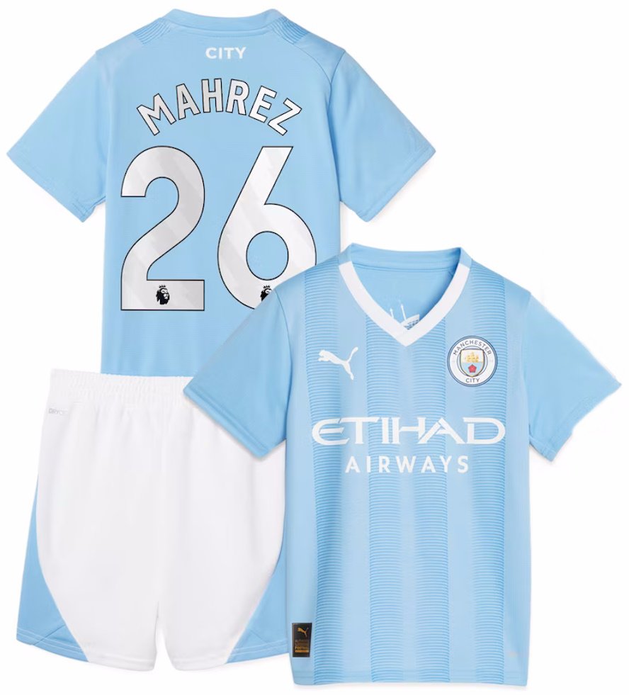 MAHREZ #26 Manchester City Kids Home Shirt Jersey Kit 23-24 Youth ...