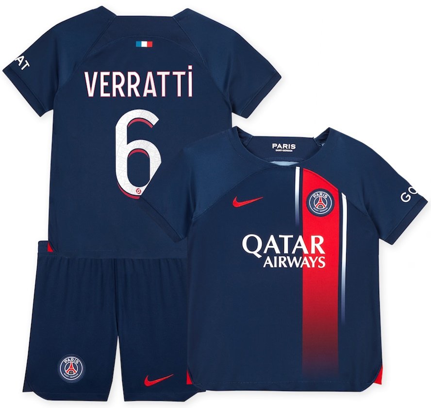 VERRATTI #6 Paris Saint Germain Kids Home Shirt Jersey Kit 23-24 Youth ...