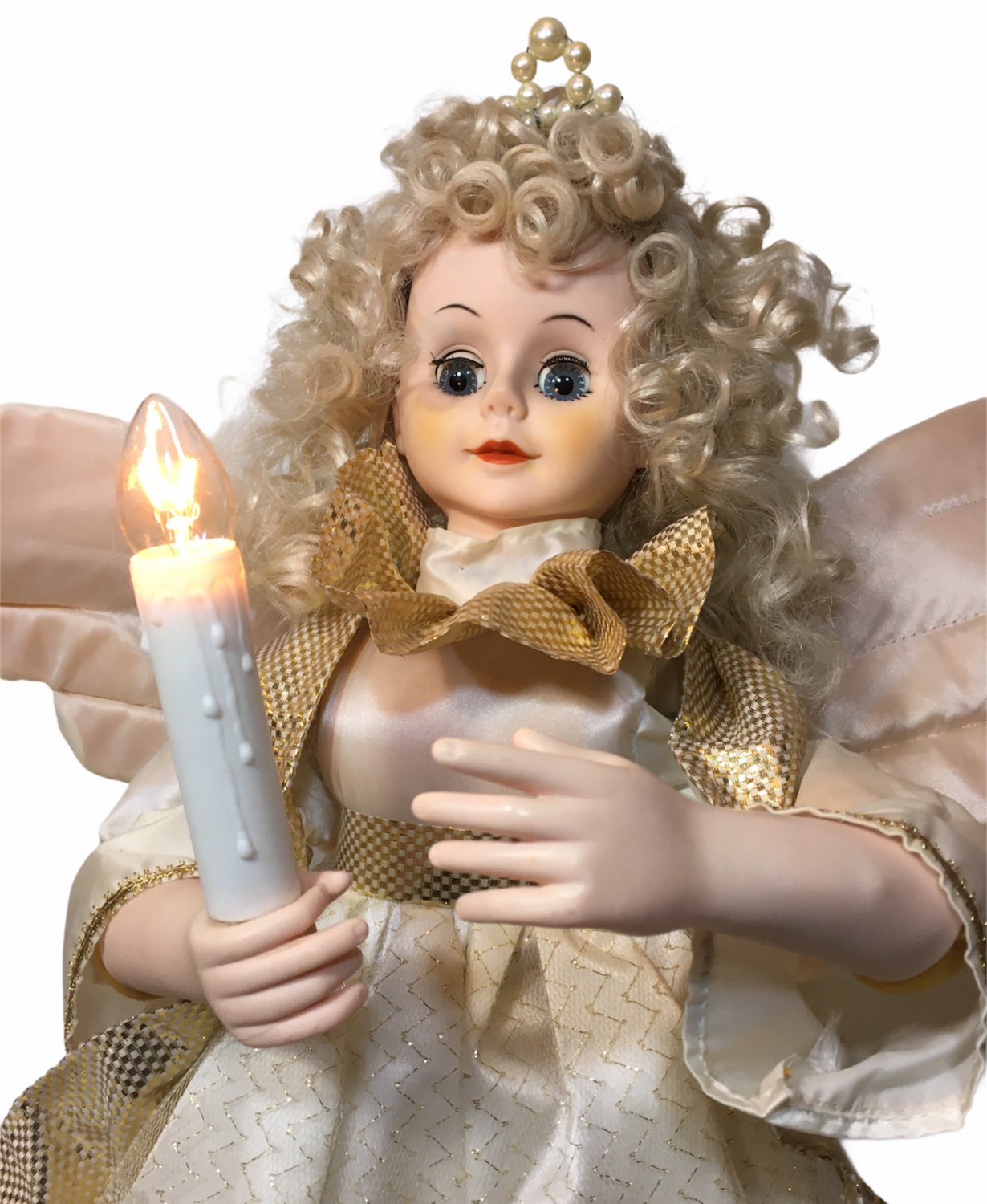 White Angel Animated Motionette Holiday Figure & Lighted Candle Pearl ...