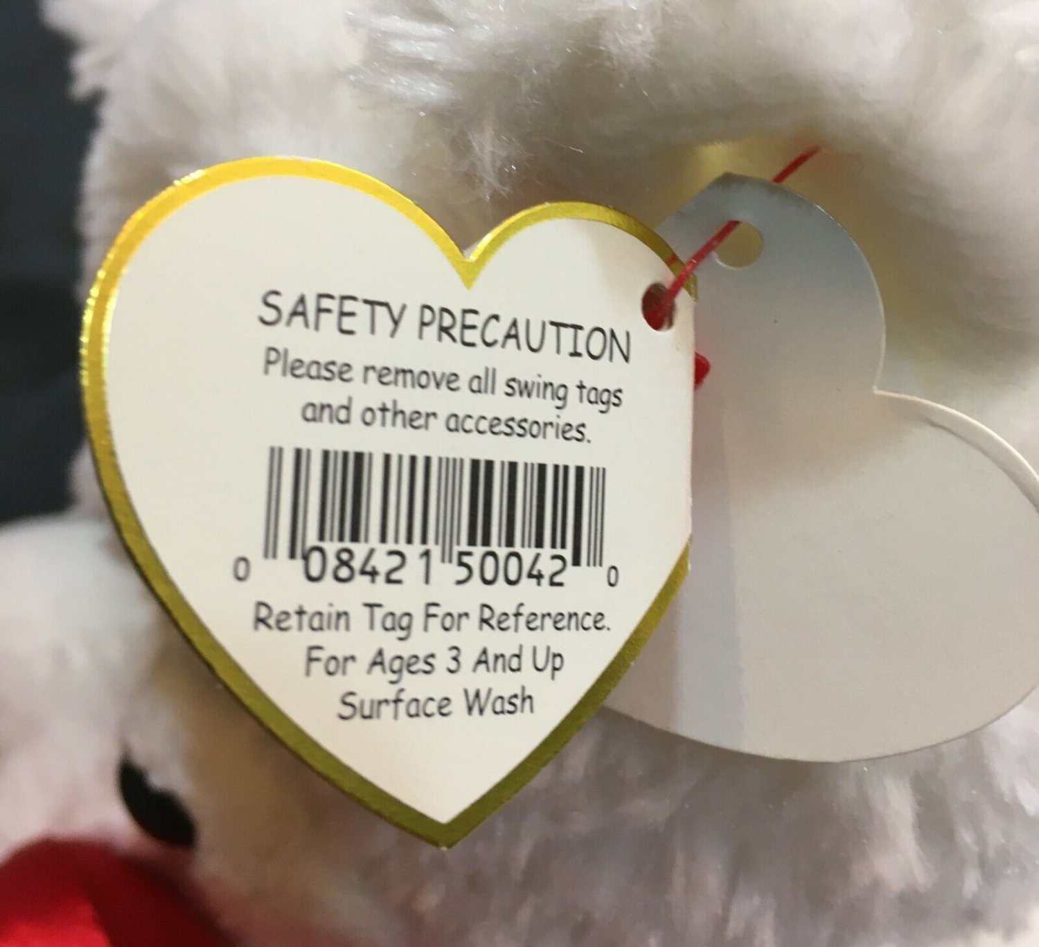 TY Classic ROMANTIC Bear White Plush Red Heart Love XOXO Valentine 12"