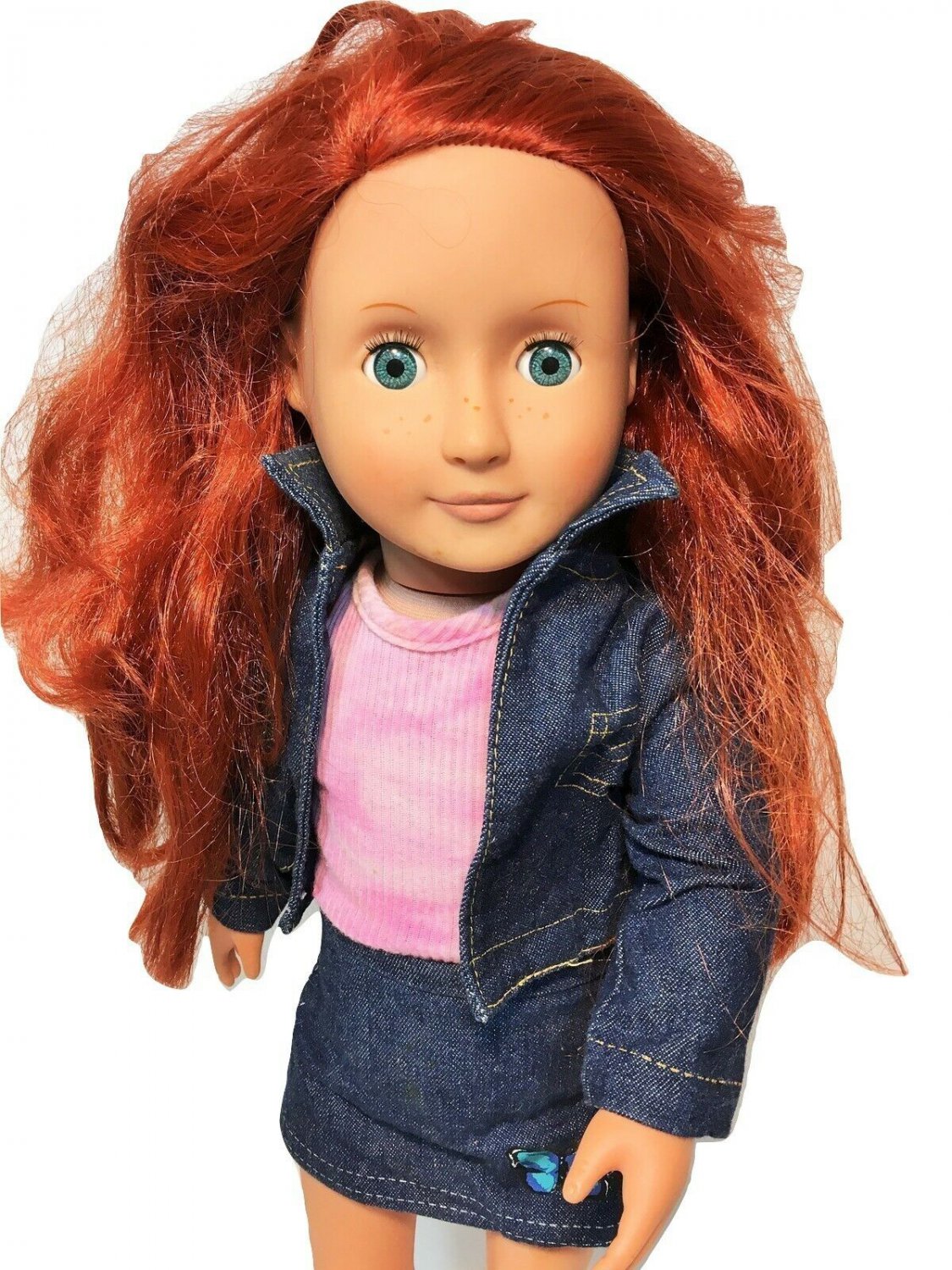 Our Generation Battat Red Hair Doll Blue Eyes Denim Jeans Outfit 18 ...