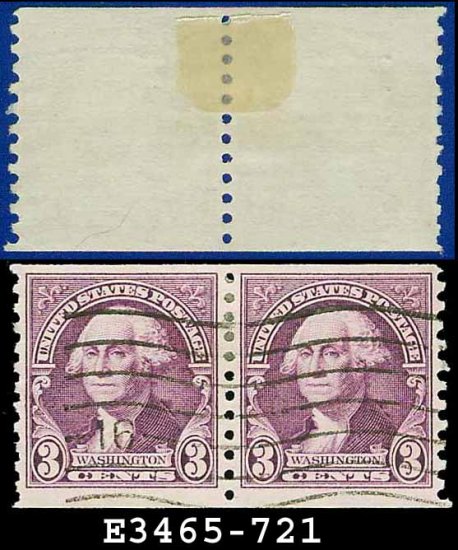 1932 USA USED Scott# 721 – 3c Deep Violet Washington Coil Pair – 1932 ...