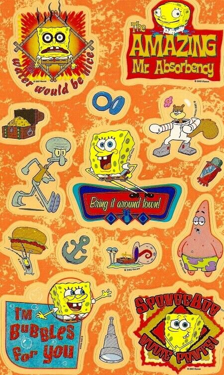 Maxi BIKINI BOTTOM GANG SpongeBob Squarepants Sandylion Stickers *VINTAGE*