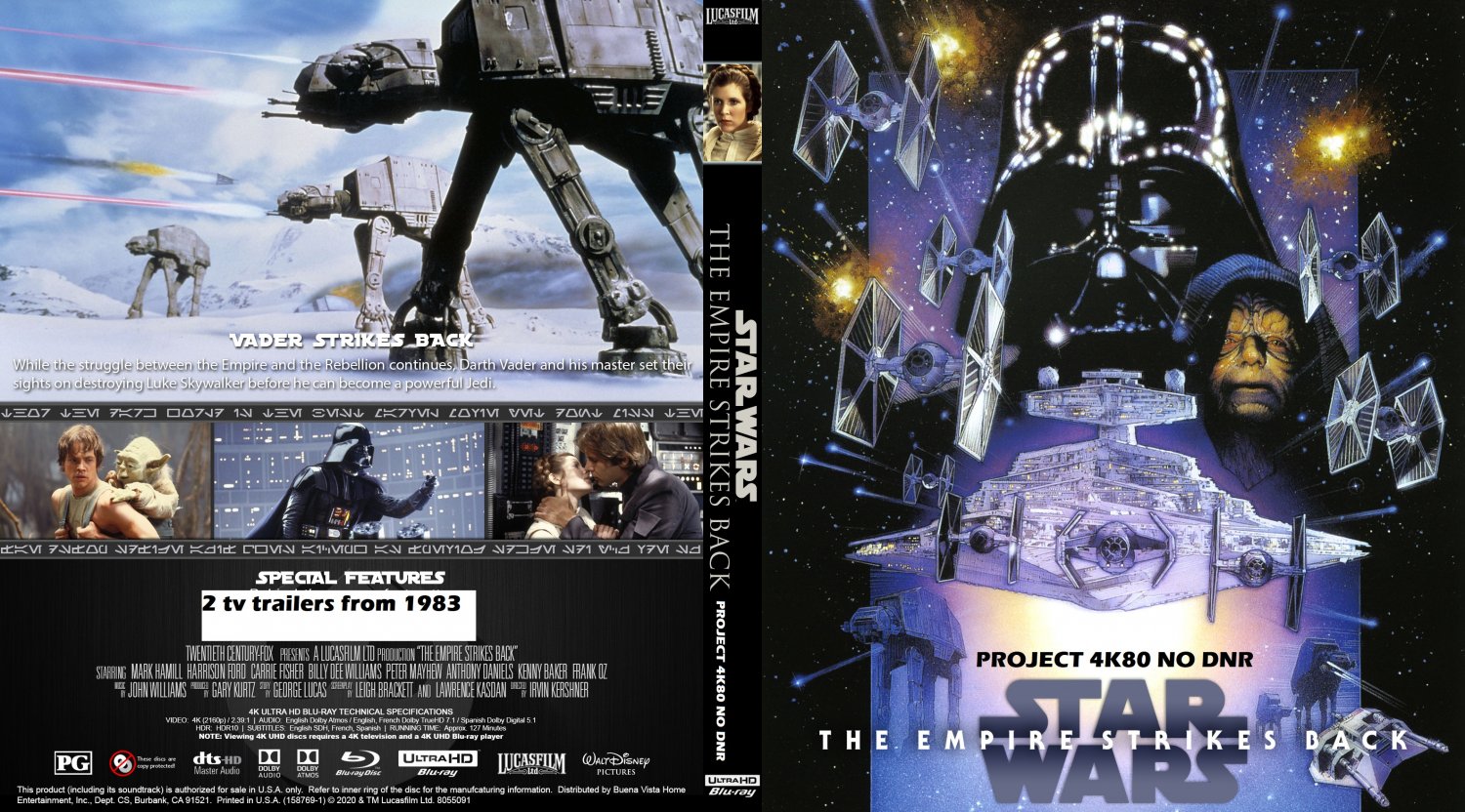 The Empire Strikes Back 4K80 NO DNR V1 NO DNR Theartical 4K DISC Region ...