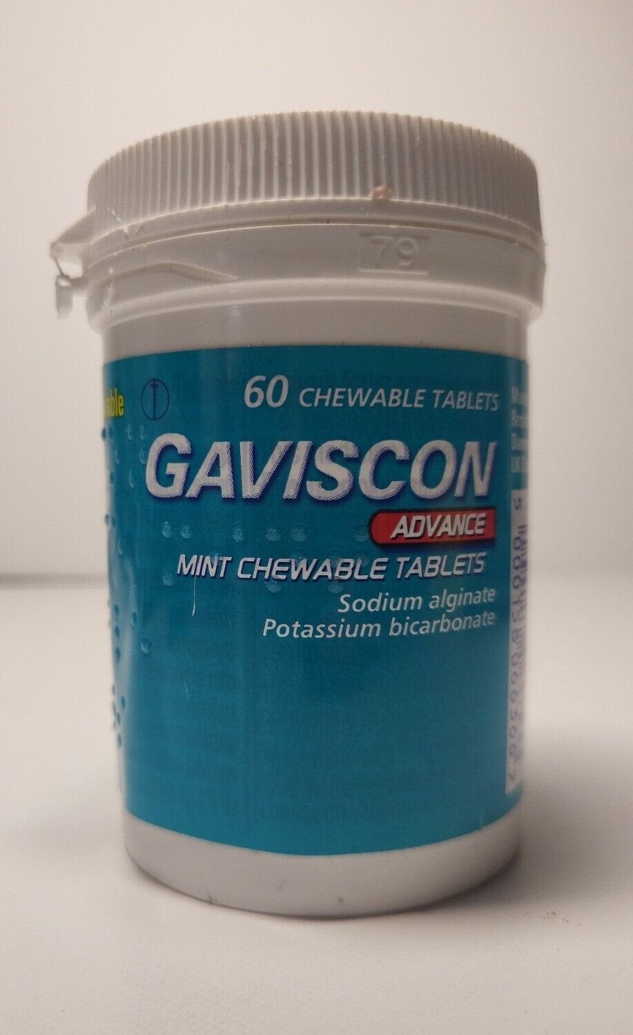 Gaviscon Advance Chewable Peppermint 60 Antacid Chewable Tablets