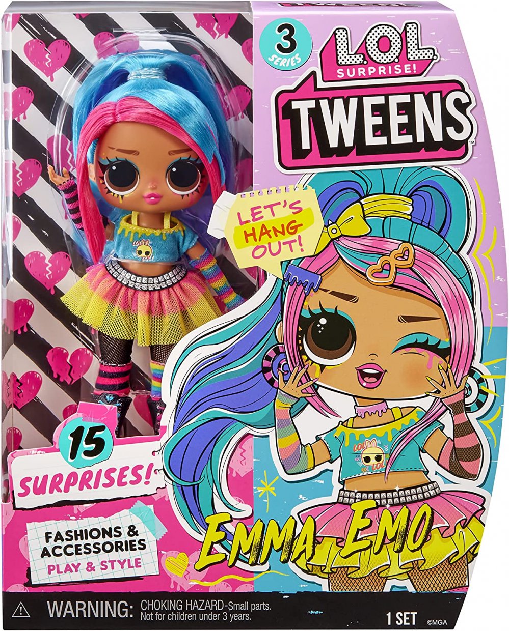 LOL Surprise Tween Series 3 Fashion Doll Emma Emo with 15 Surprises