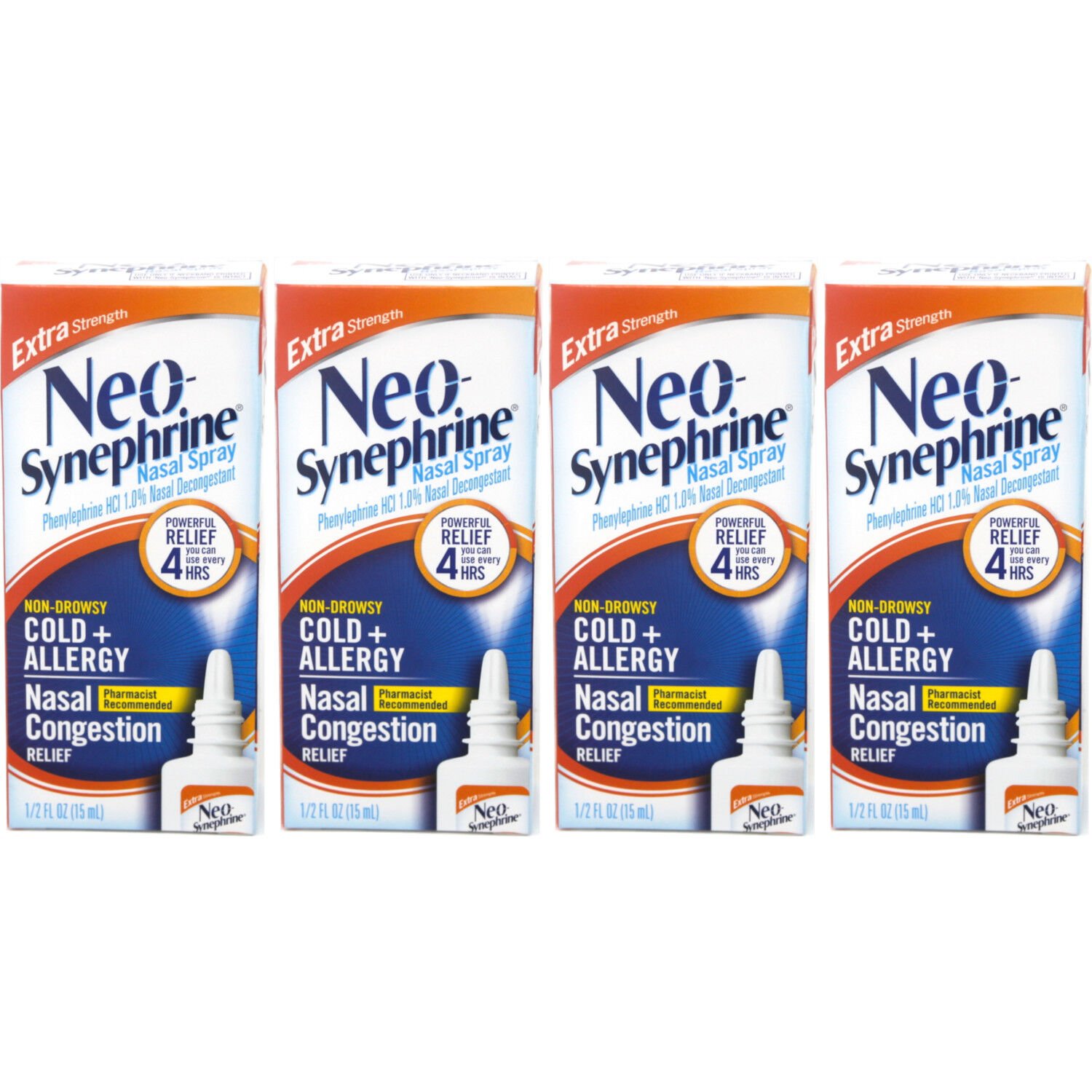 4 Pack Neo-Synephrine Nasal Spray, Extra Strength Formula
