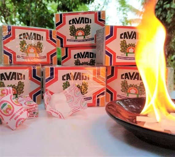 Camphor tablet Cavadi Refined Camphor Fire Light Tablets 105 Tablets ...